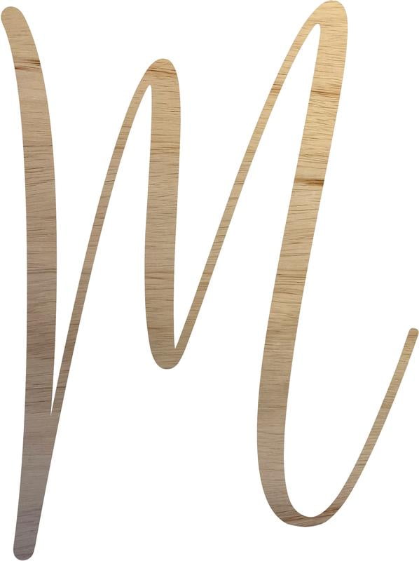 Blank Wood Cursive Letter, Unpainted 8'' Craft Letter M, Paintable Rebeca Font - Walmart.com