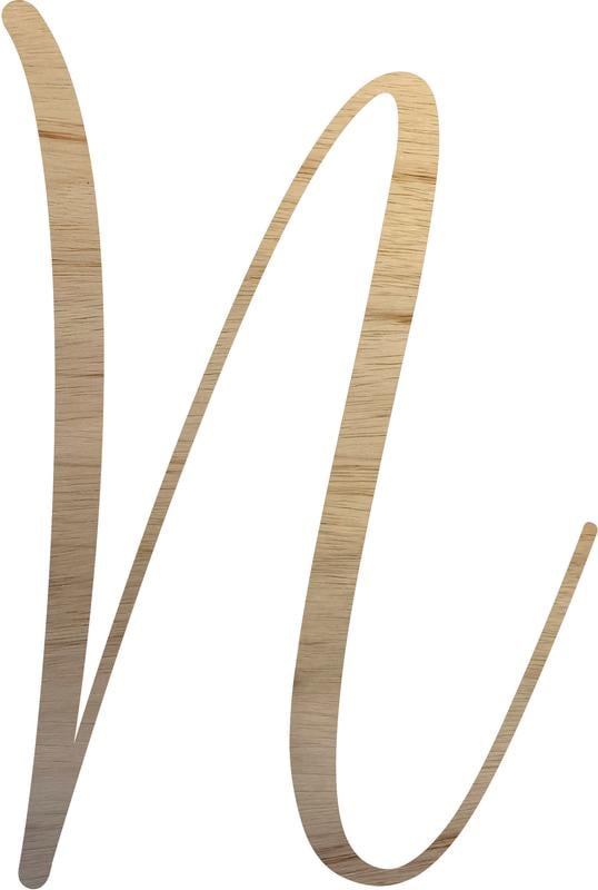 Blank Wood Cursive Letter, Unpainted 8'' Craft Letter N, Paintable Rebeca Font - Walmart.com