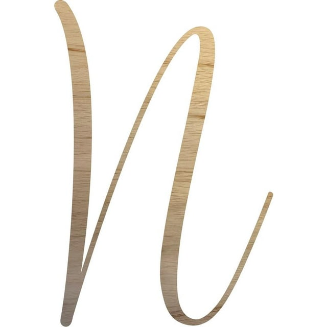 Blank Wood Cursive Letter, Unpainted 8'' Craft Letter N, Paintable Rebeca Font - Walmart.com