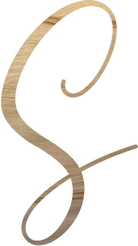 Blank Wood Cursive Letter, Unpainted 8'' Craft Letter S, Paintable ...