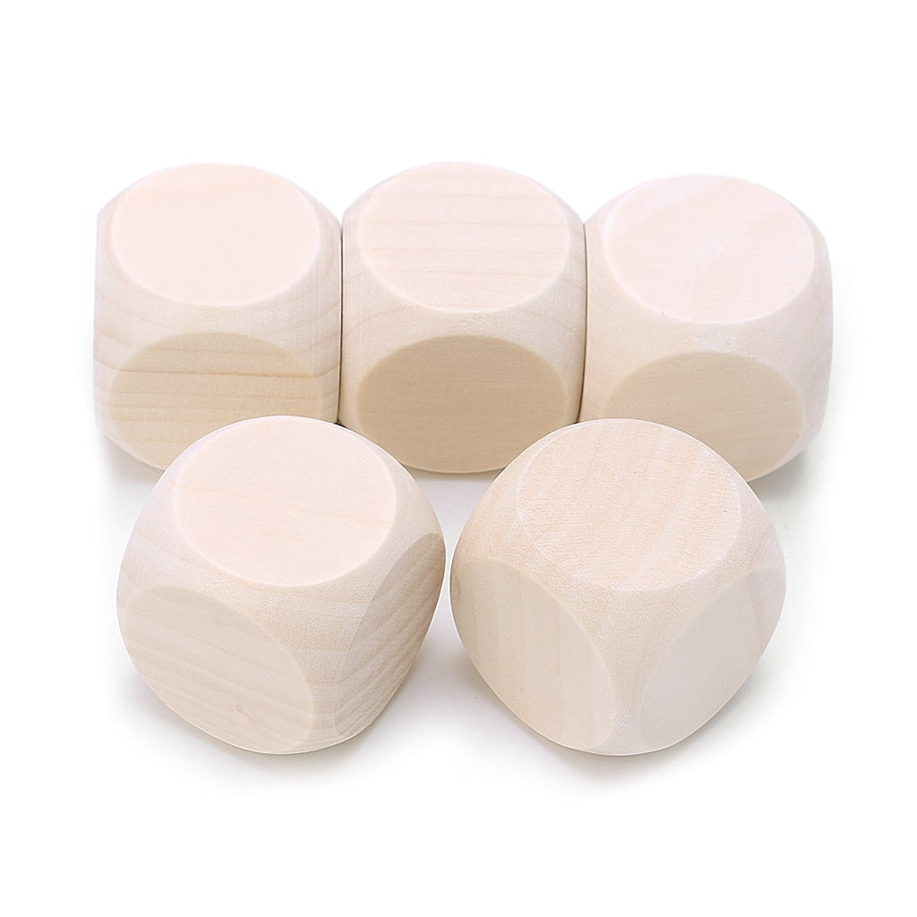 Blank Wooden Dice Unfinished Square Block 6 Sided Wood Cubes with ...