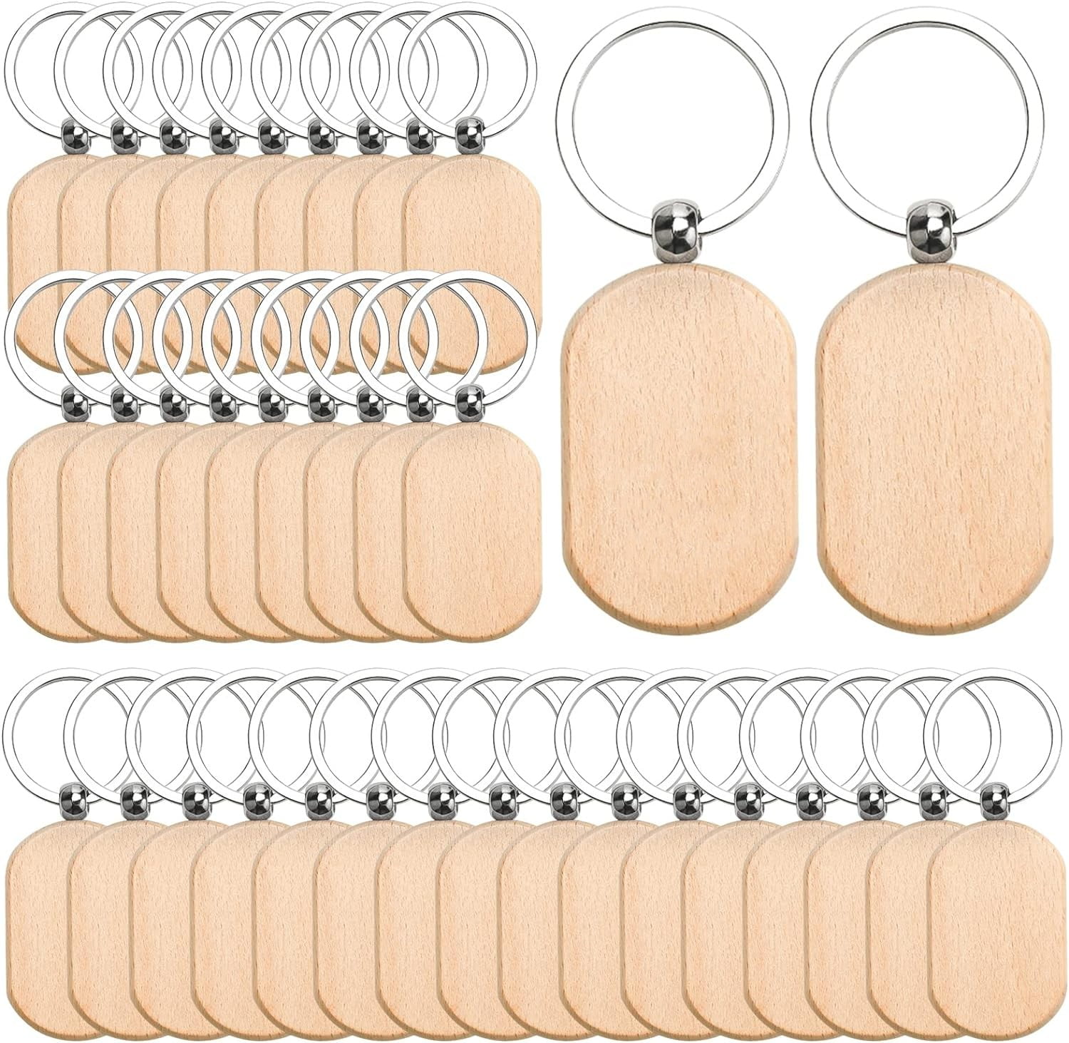 Blank Wooden Key Chain Wood Keychain Key Ring Key Tags Personalized EDC ...