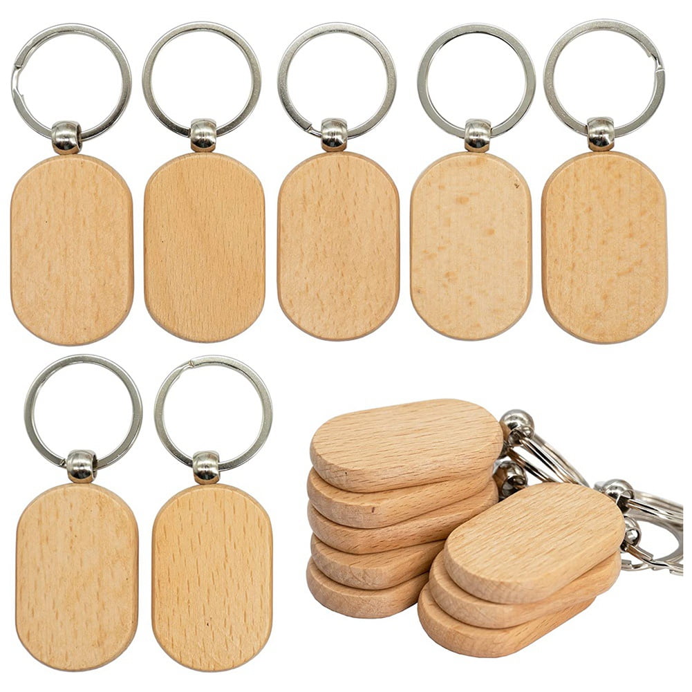 Blank Wooden Key Tag Diy Wood Keychains Engraving Blanks 20 Pack ...