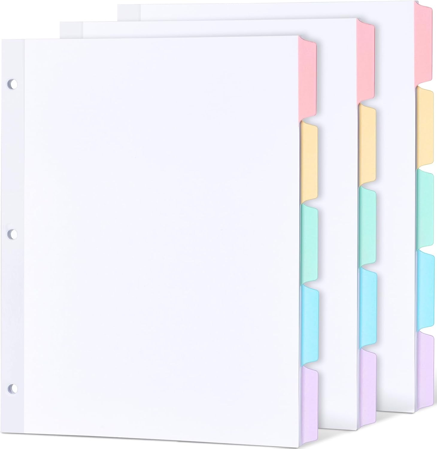 Blank Writable Binder Dividers, 1/5 Cut Tabs, 3 Hole Punch Dividers ...