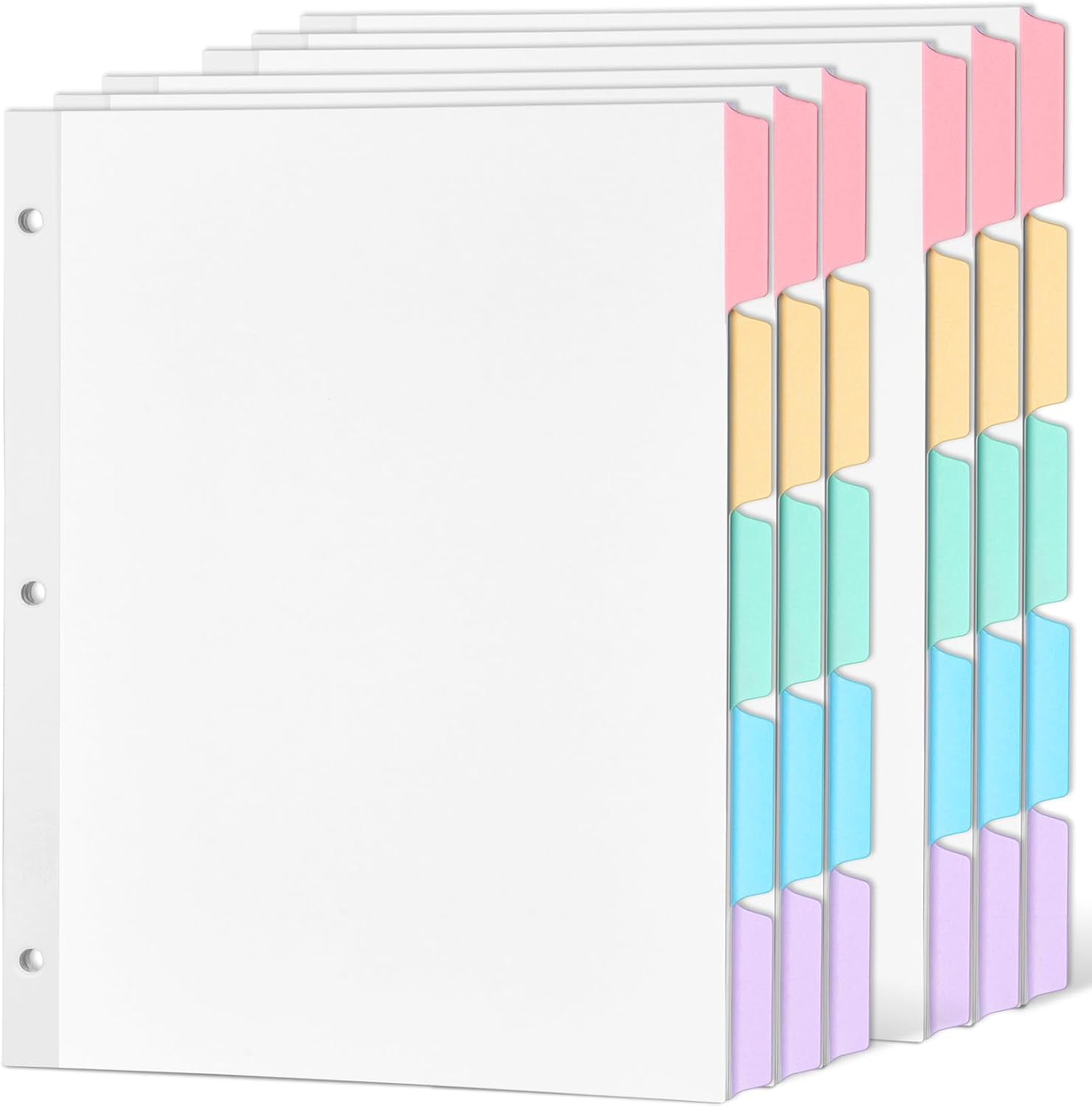 Blank Writable Binder Dividers, 1/5 Cut Tabs, 3 Hole Punch Dividers ...