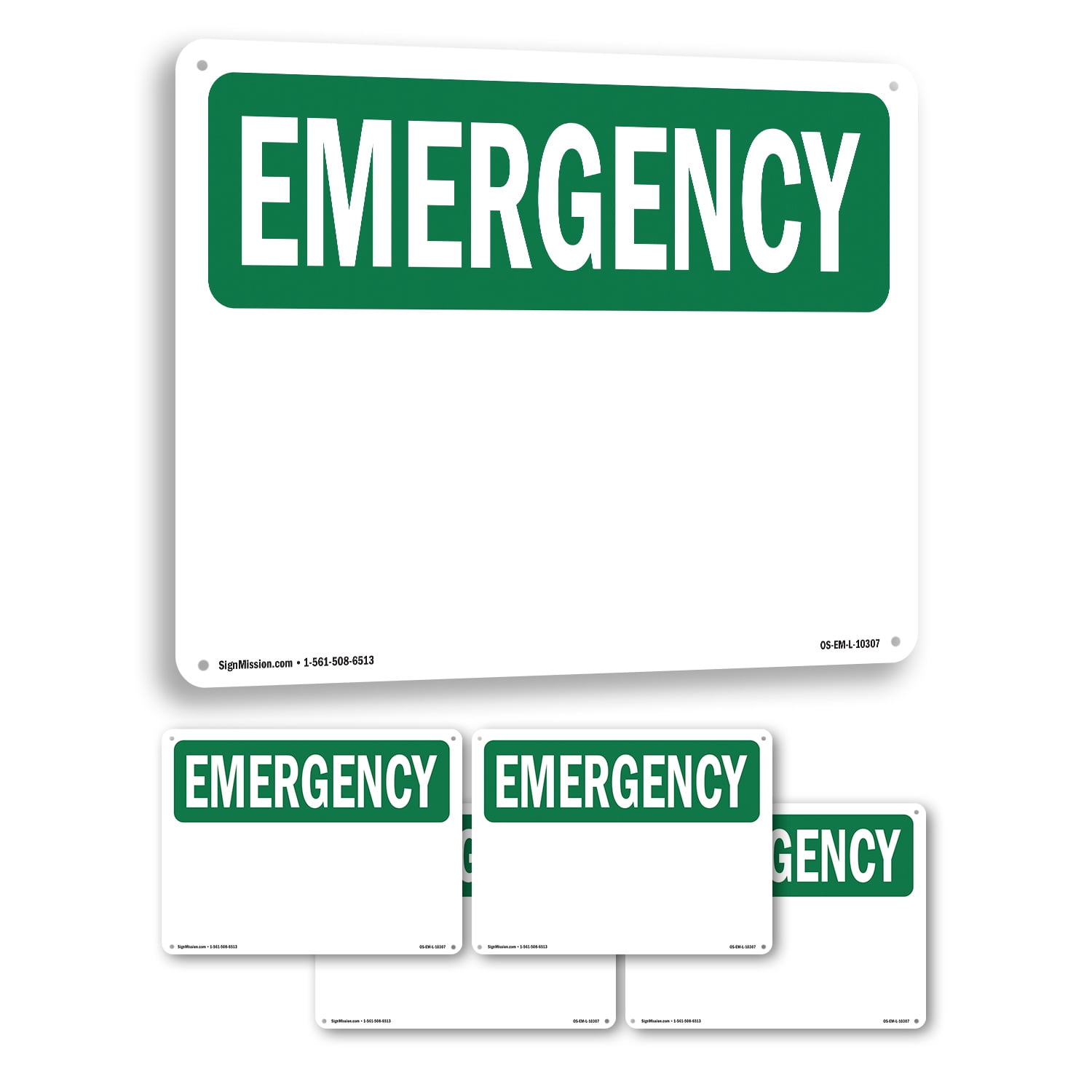 Blank Write OSHA Emergency Aluminum Sign 24 Inch x 18 Inch - 5 Pack ...