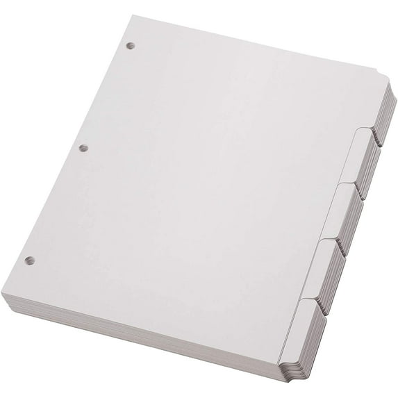 Blank Write On Binder Dividers, 1/5 Cut Tabs, 3 Hole Punch Dividers in ...