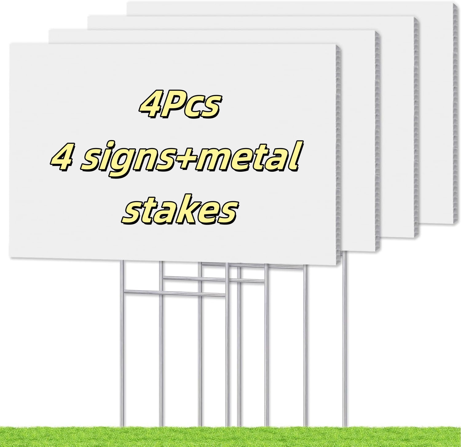 Blank Yard Signs,4 Pack 17 x 12 Inches White Plastic Sign,Custom Yard ...