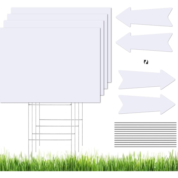Blank Yard Signs-（8PACK） 4Pack Blank 18”*13” White Signs & 4 Pack ...