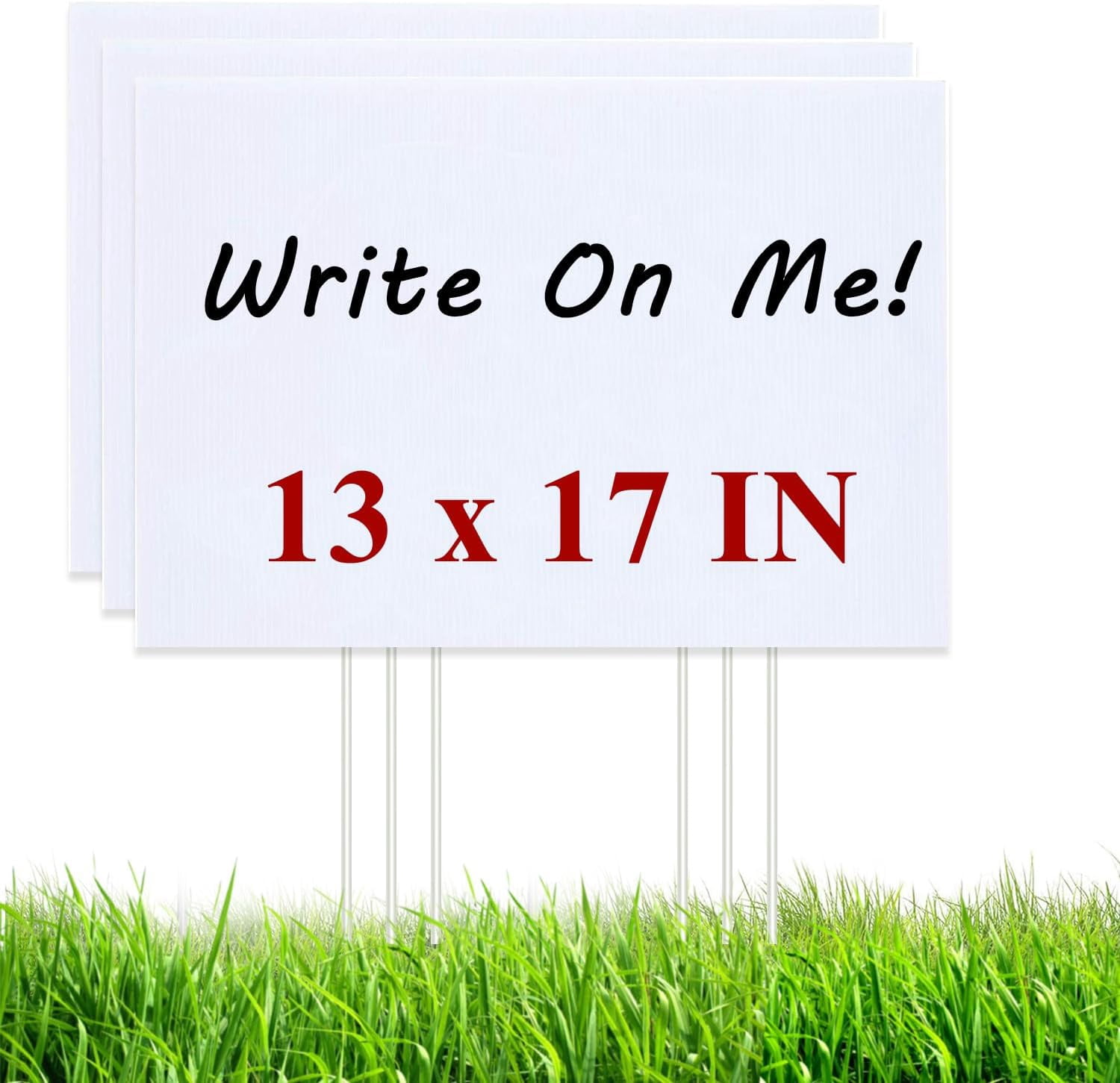 Blank Yard Signs with H Metal Stakes, 13 x 17 Inches White Corrugated ...