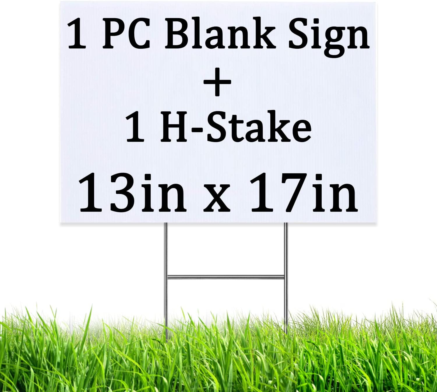 Blank Yard Signs with H Metal Stakes, 13 x 17 Inches White Corrugated ...