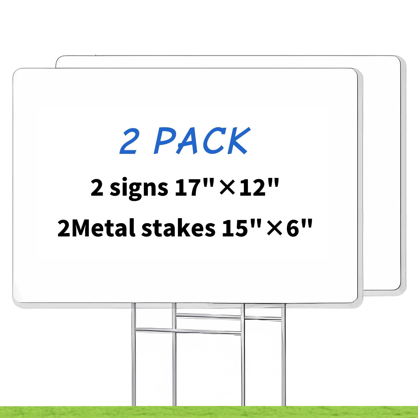 Blank Yard Signs with IFF17 Stakes, 2 Pack 17x12 Inches Corrugated ...
