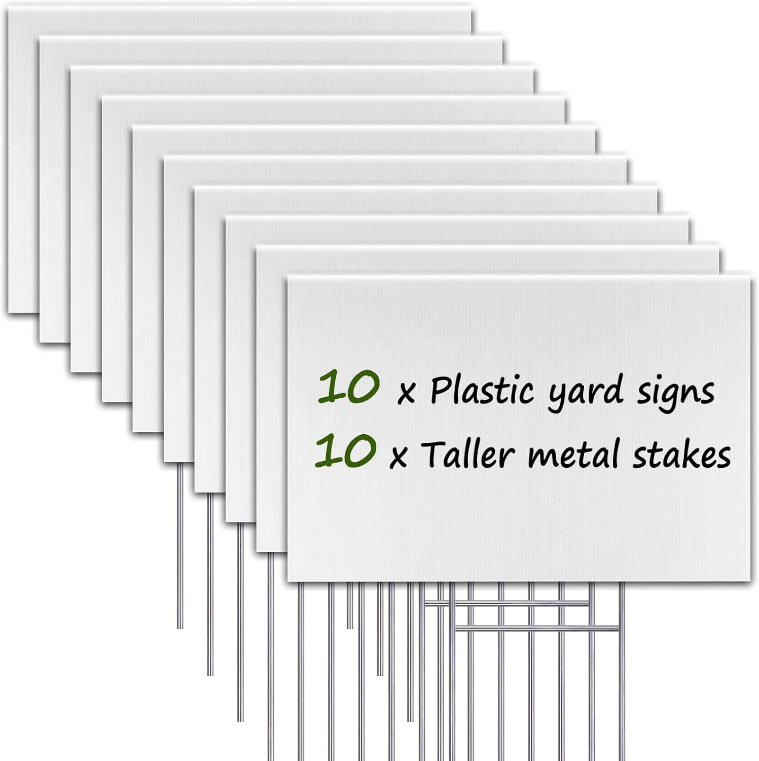 Blank Yard Signs with Stakes, 10 Pack Lawn Signs Corrugated Plastic ...