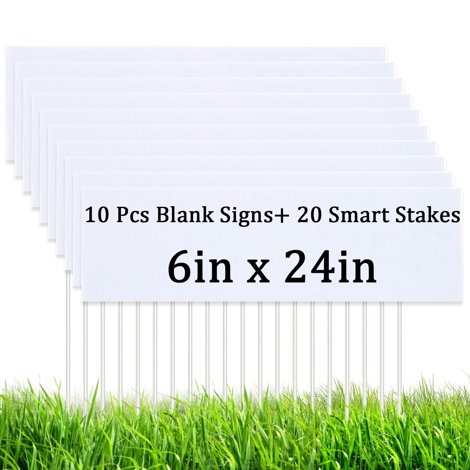 Blank Yard Signs with Stakes,10 Pack Plain Custom Lawn Signs 6x24 in ...