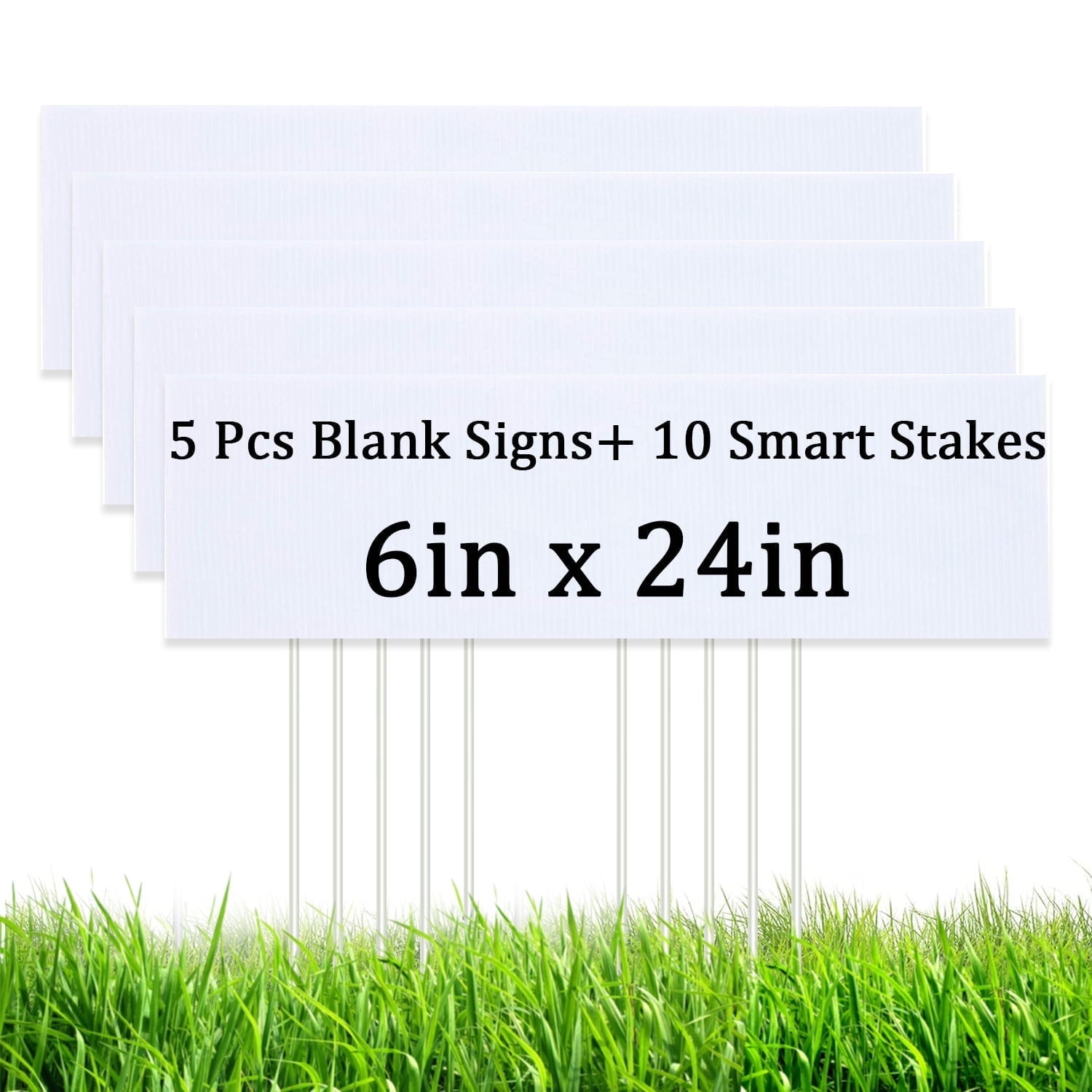 Blank Yard Signs with Stakes,5 Pack Lawn Signs 6x24 in, Corrugated ...