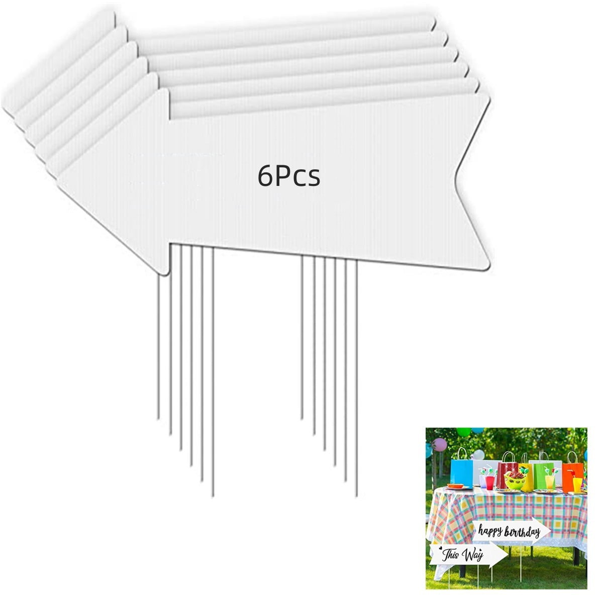 Blank Yard Signs with Stakes 6pcs, 17 x 6 Inches White Plastic Yard ...