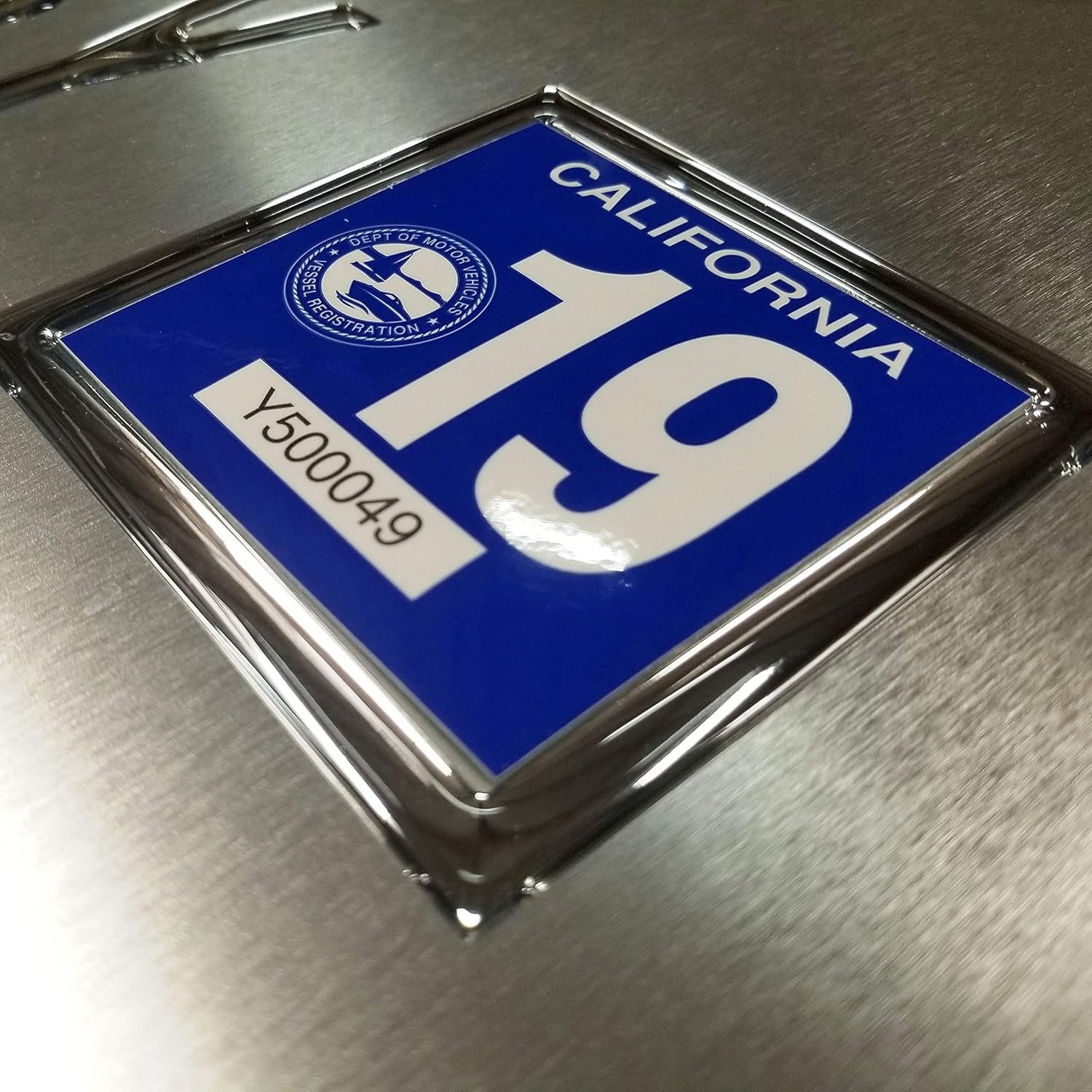 Blank Yearly Frame Domed Boat/Jet Ski Registration Yearly Chrome Set 3 ...