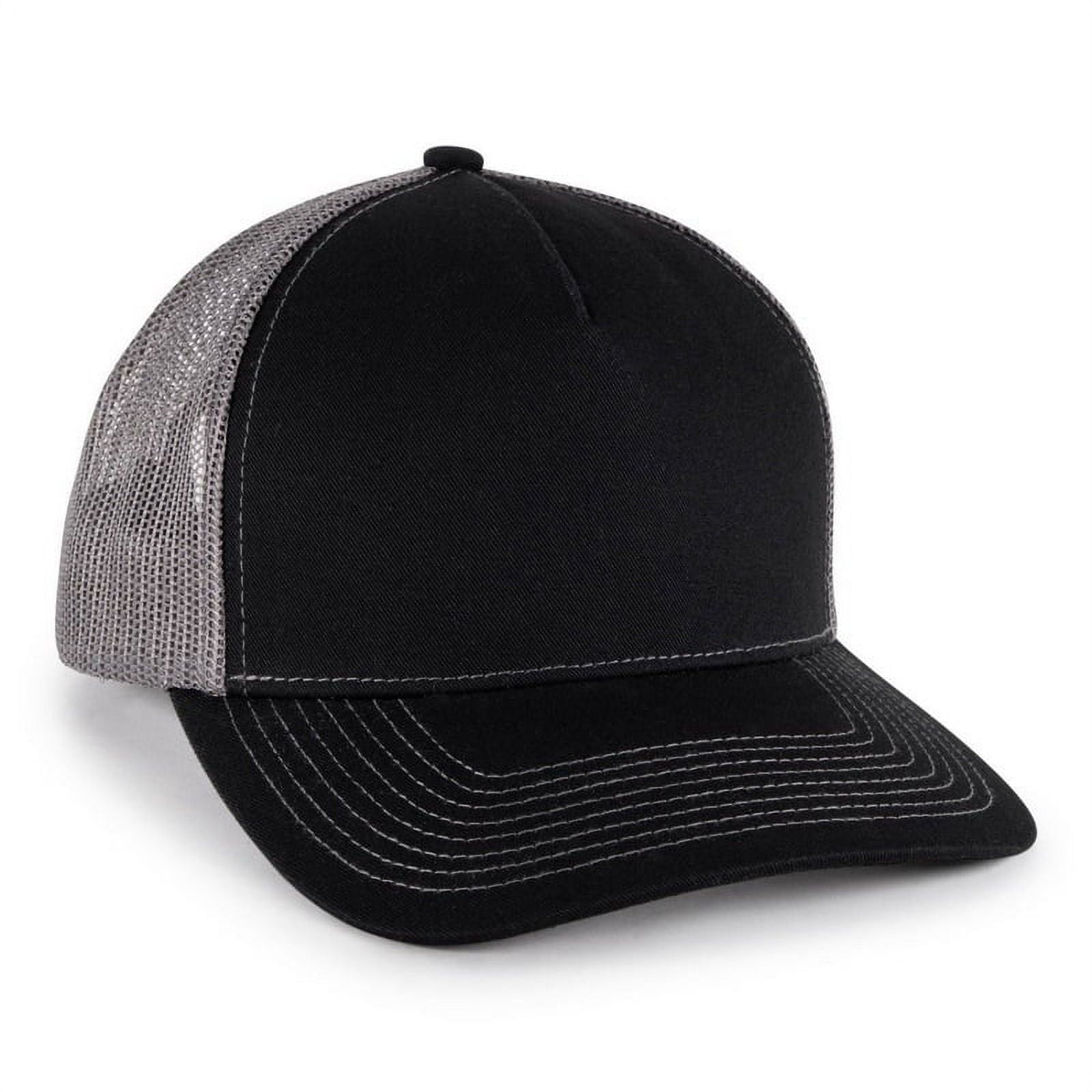 Blank and Custom Outdoor Cap OC571 Premium 5-Panel Trucker Cap-Black ...