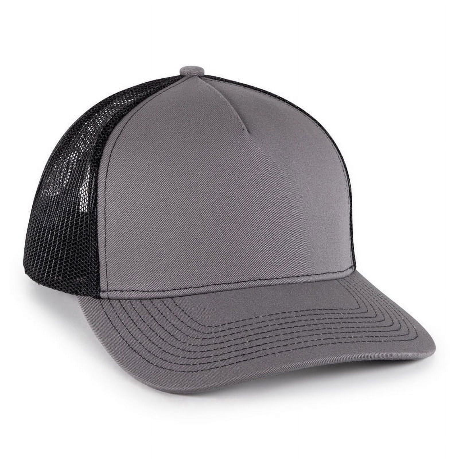 Blank and Custom Outdoor Cap OC571 Premium 5-Panel Trucker Cap-Charcoal ...