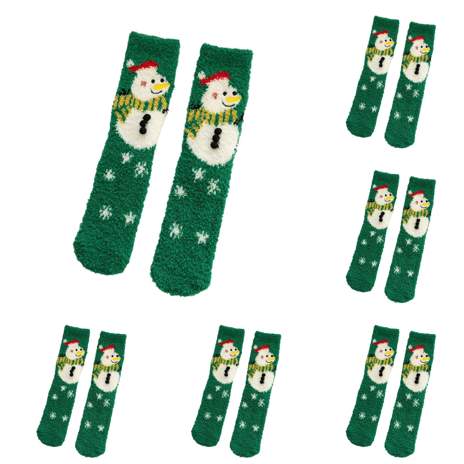 BlankRift Christmas Socks Womens 5 Pairs Coral Fleece Warm Mid Calf ...