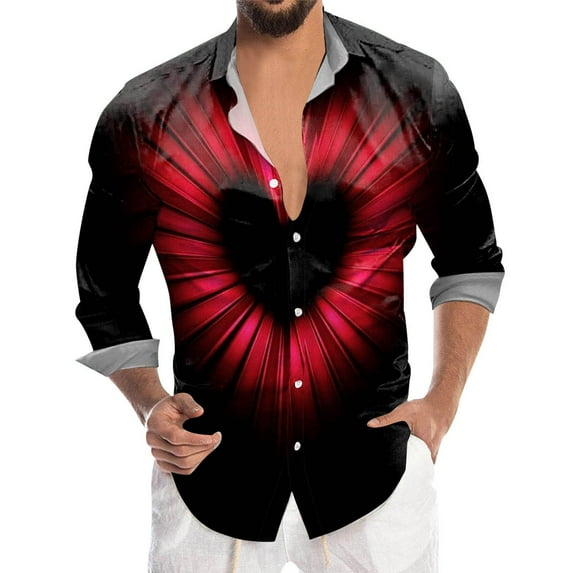 BlankRift Men Dress Shirts Valentines Shirt Lapel Letter Love Heart ...