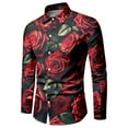 BlankRift Mens Short Sleeve Dress Shirts Valentines Day Rose Print ...