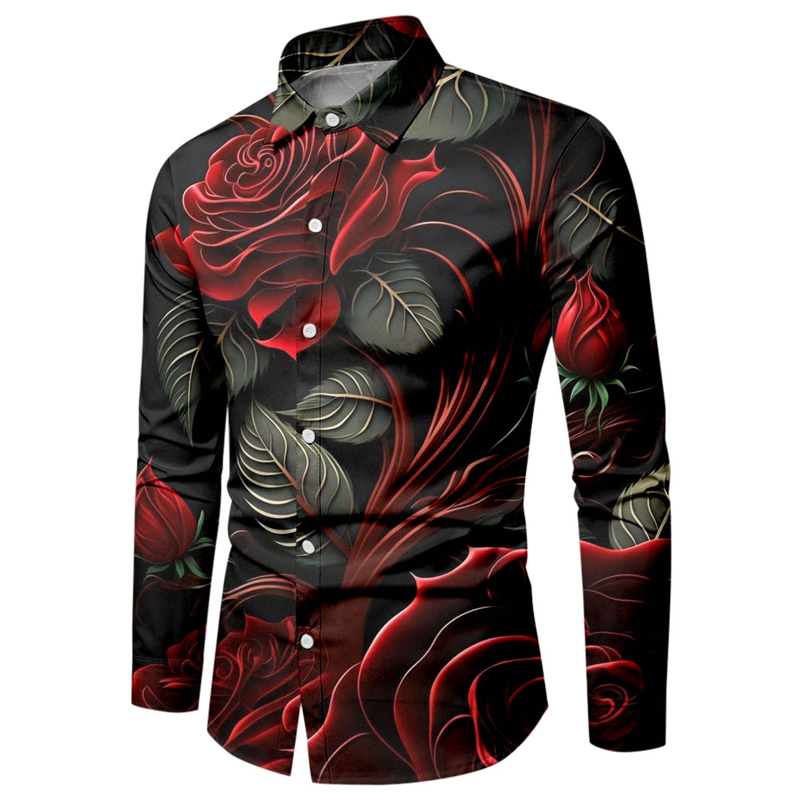 BlankRift Mens Short Sleeve Dress Shirts Valentines Print Lapel Button ...