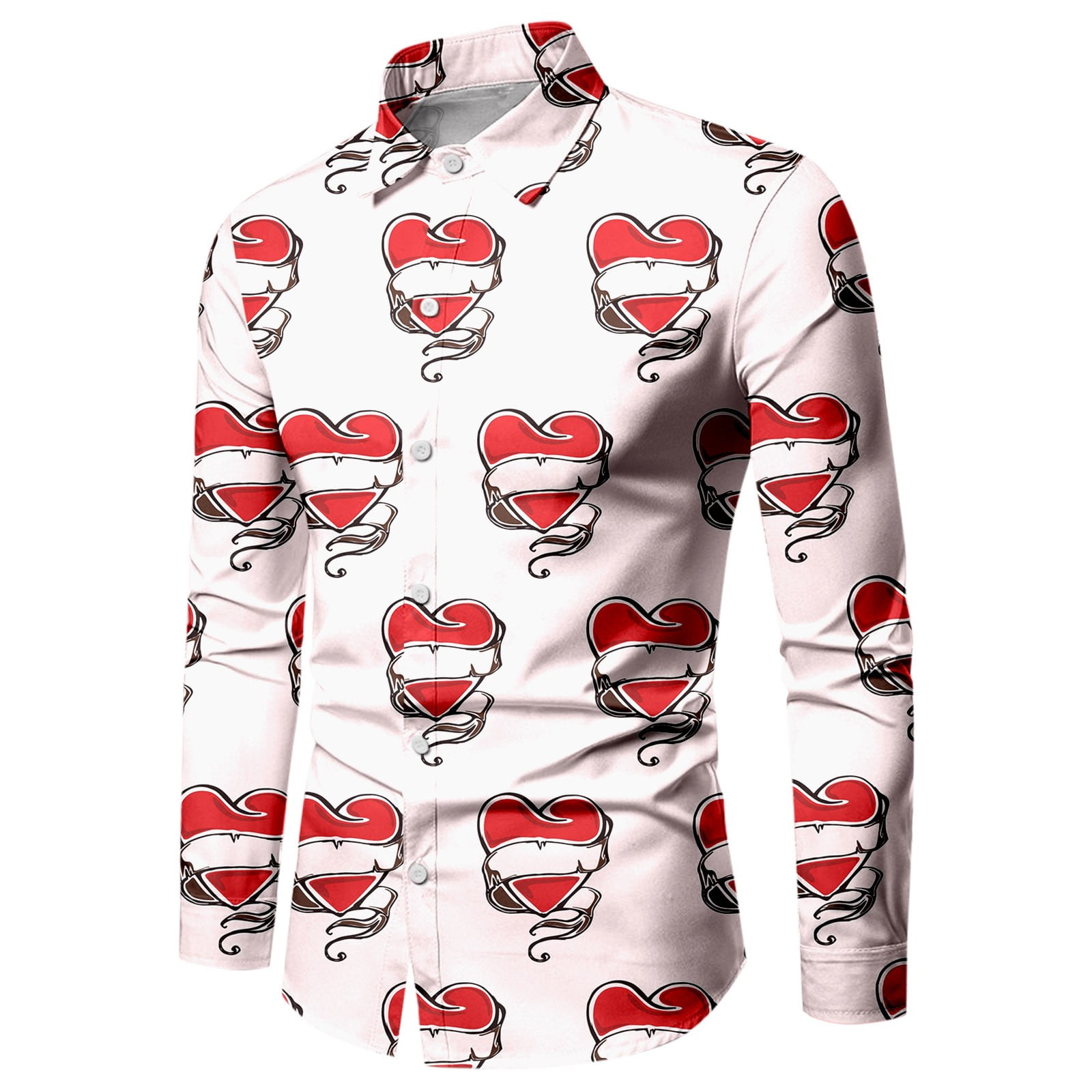 BlankRift Short Sleeve Dress Shirts for Men Valentines Gentleman Lapel ...