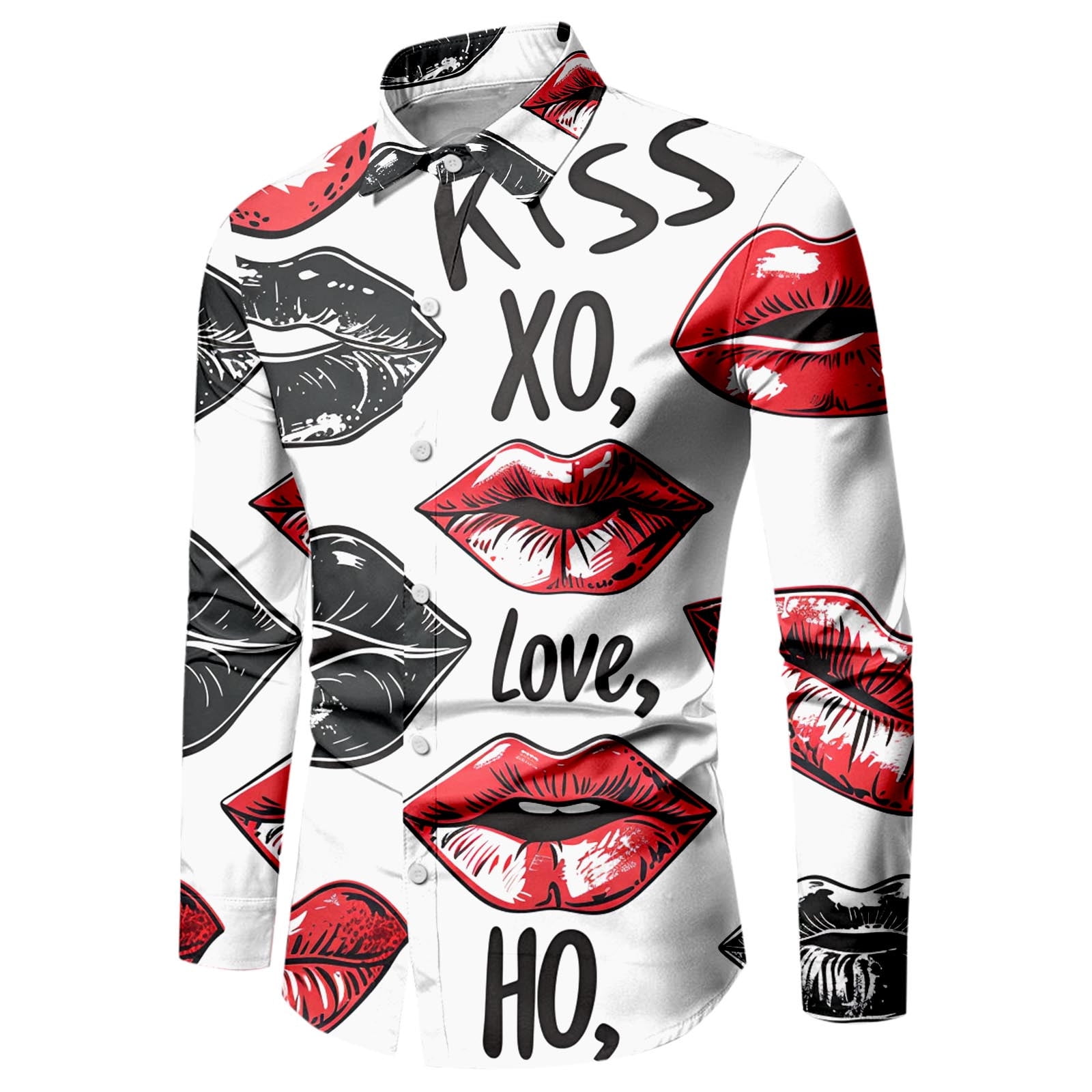 BlankRift Slim Fit Dress Shirts for Men Valentines Lapel Gentleman ...