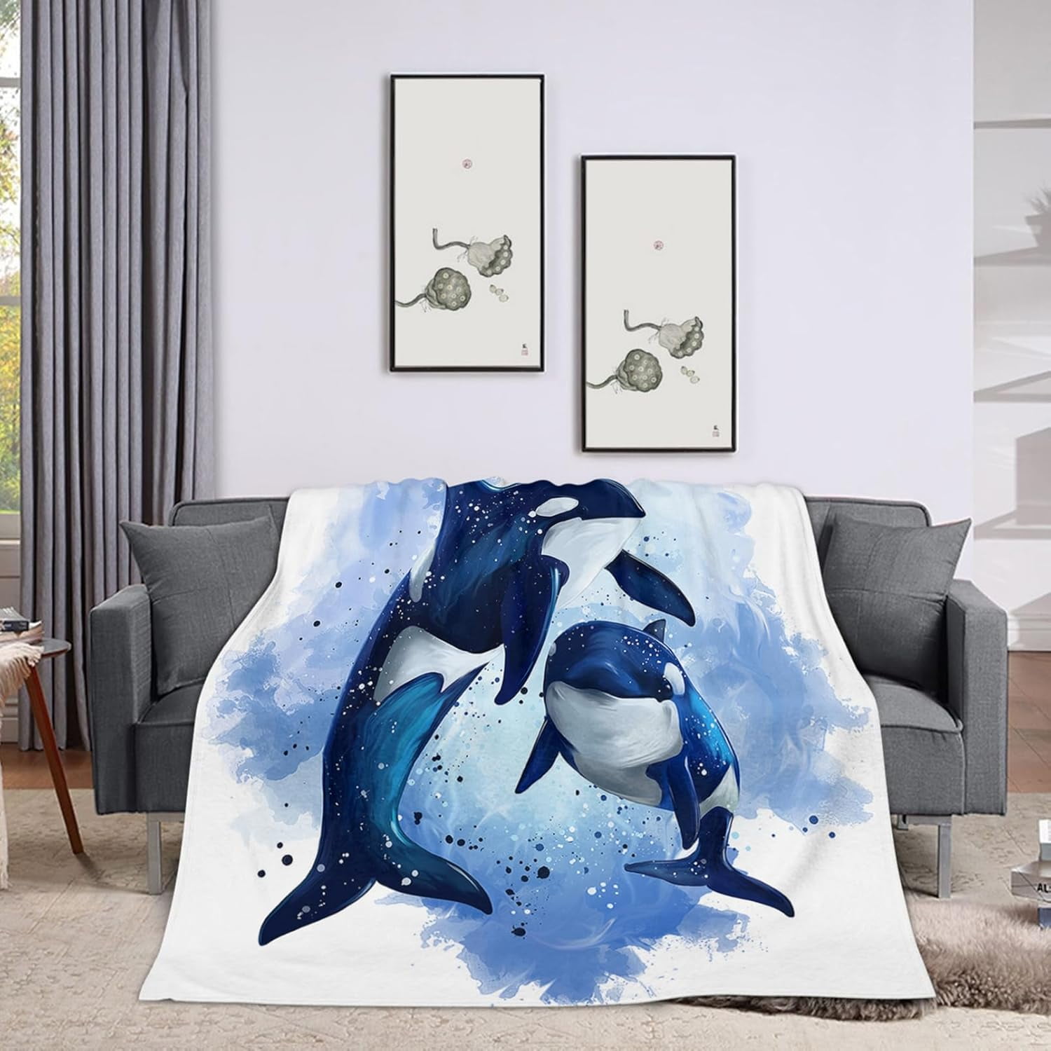 Blanket 40x50 Inch,Ocean Blue Killer Whale Cozy Soft Lightweight Fuzzy ...