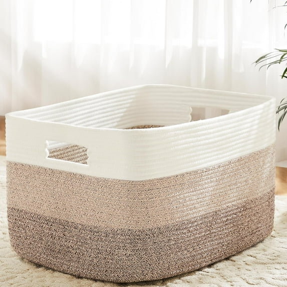 Blanket Basket,Rectangle Woven Baskets for Storage,100L Laundry Basket ...