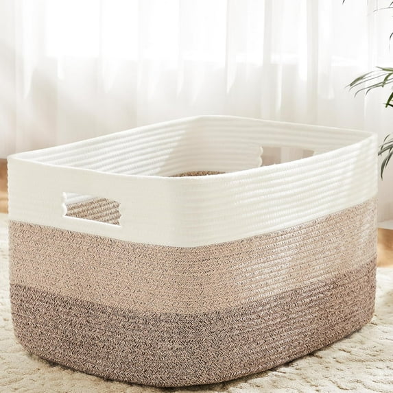 Blanket Basket,Rectangle Woven for Storage,65L Laundry Basket for ...