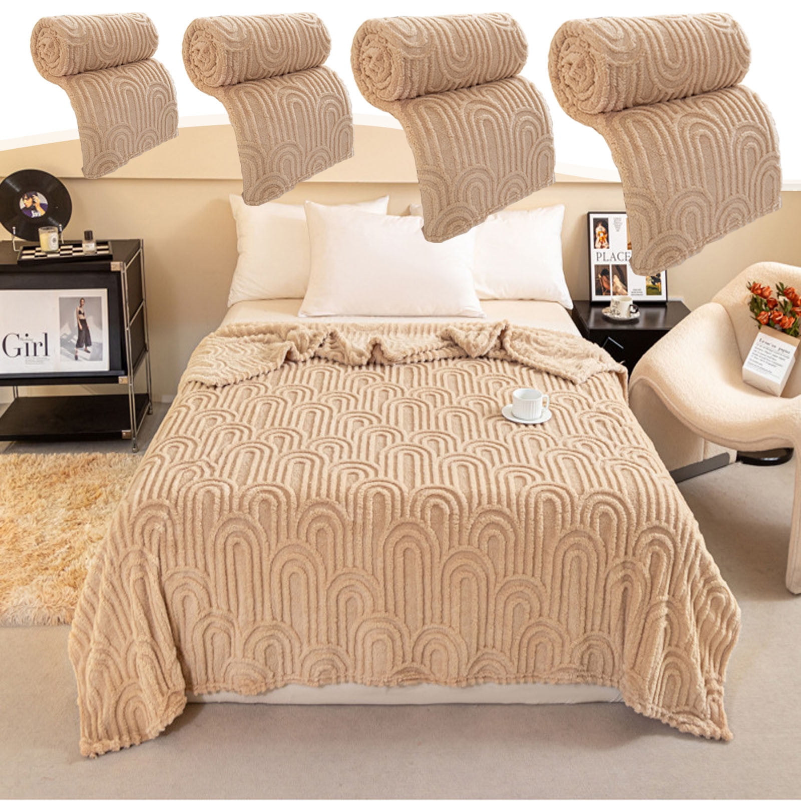 Blanket for Bed, Roman Column Milk Velvet Flannel Shawl Blanket - Soft ...