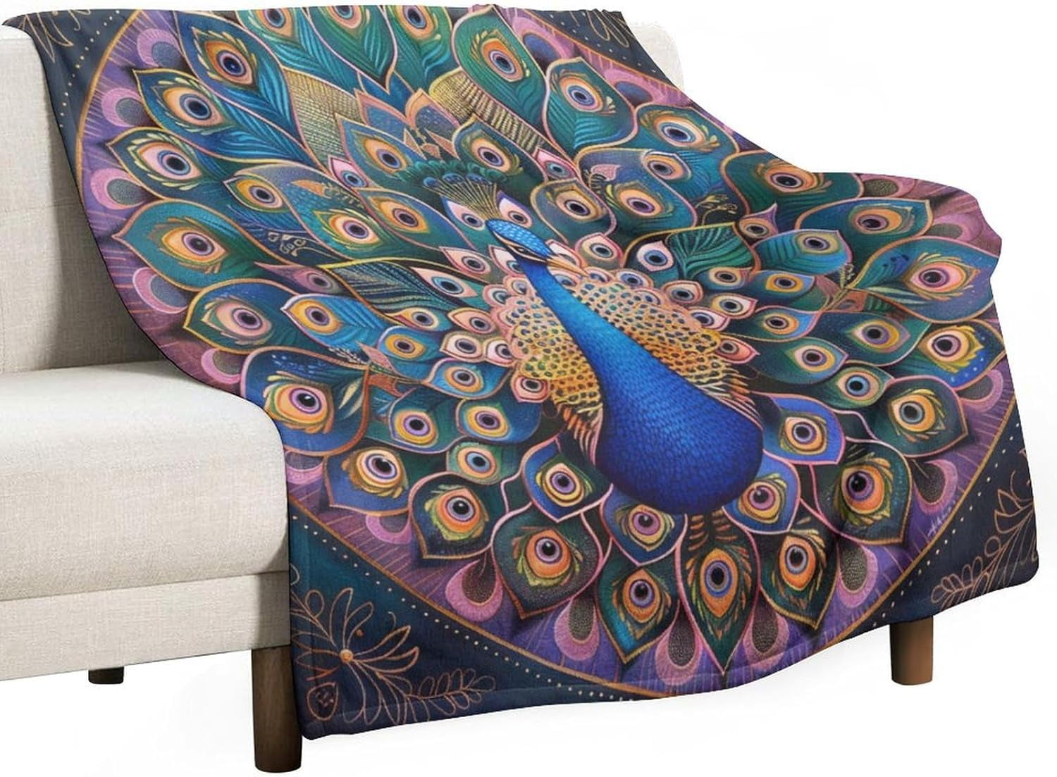 Blanket Bohemian Beautiful Peacock Mandala Summer Throw Blanket ...
