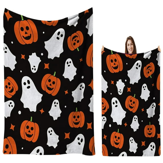 Blanket,Halloween Blanket Cute Pumpkin Black Orange Print Throw Blanket ...