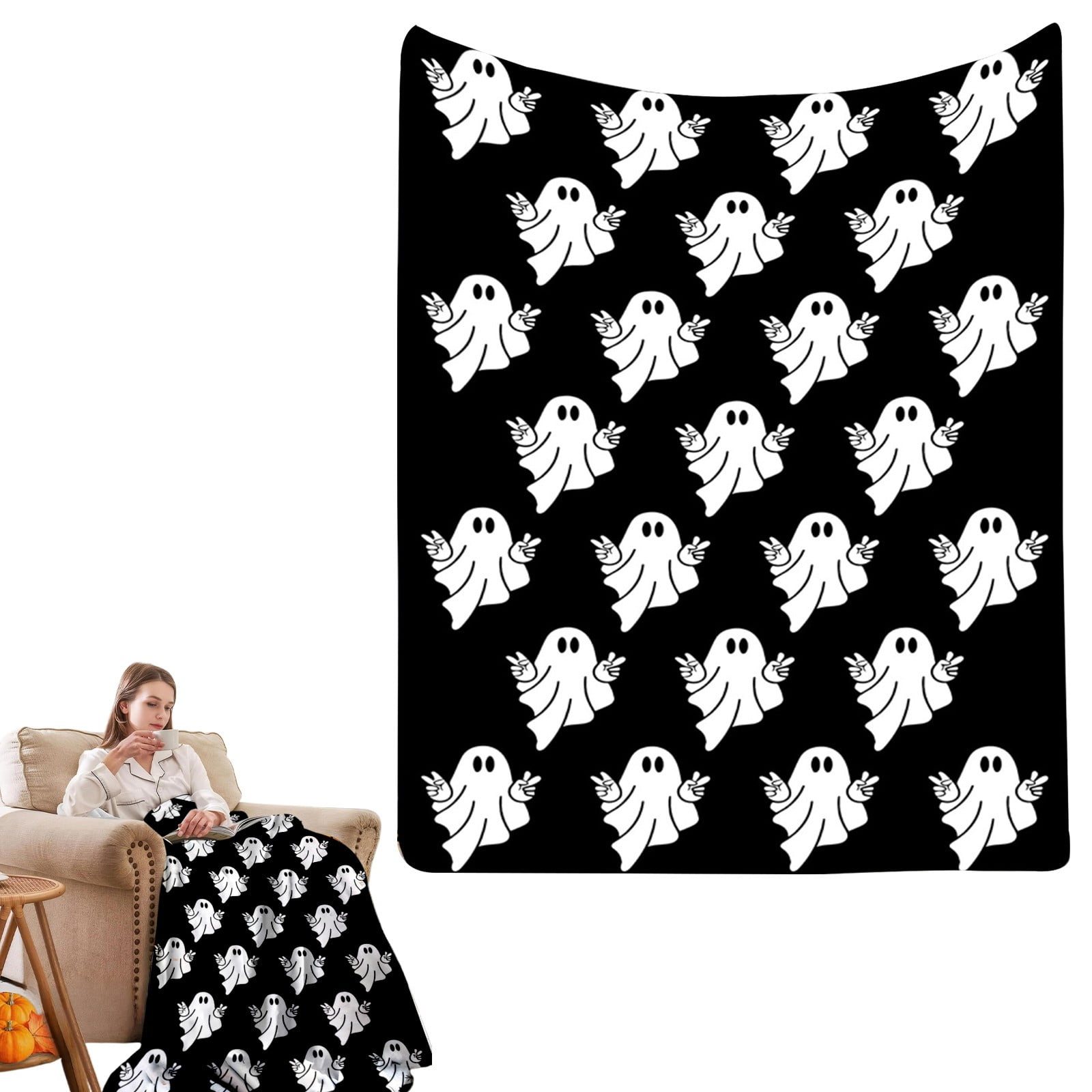 Blanket,Halloween Plush Throw Blanket Cozy Flannel & Pumpkin Design ...