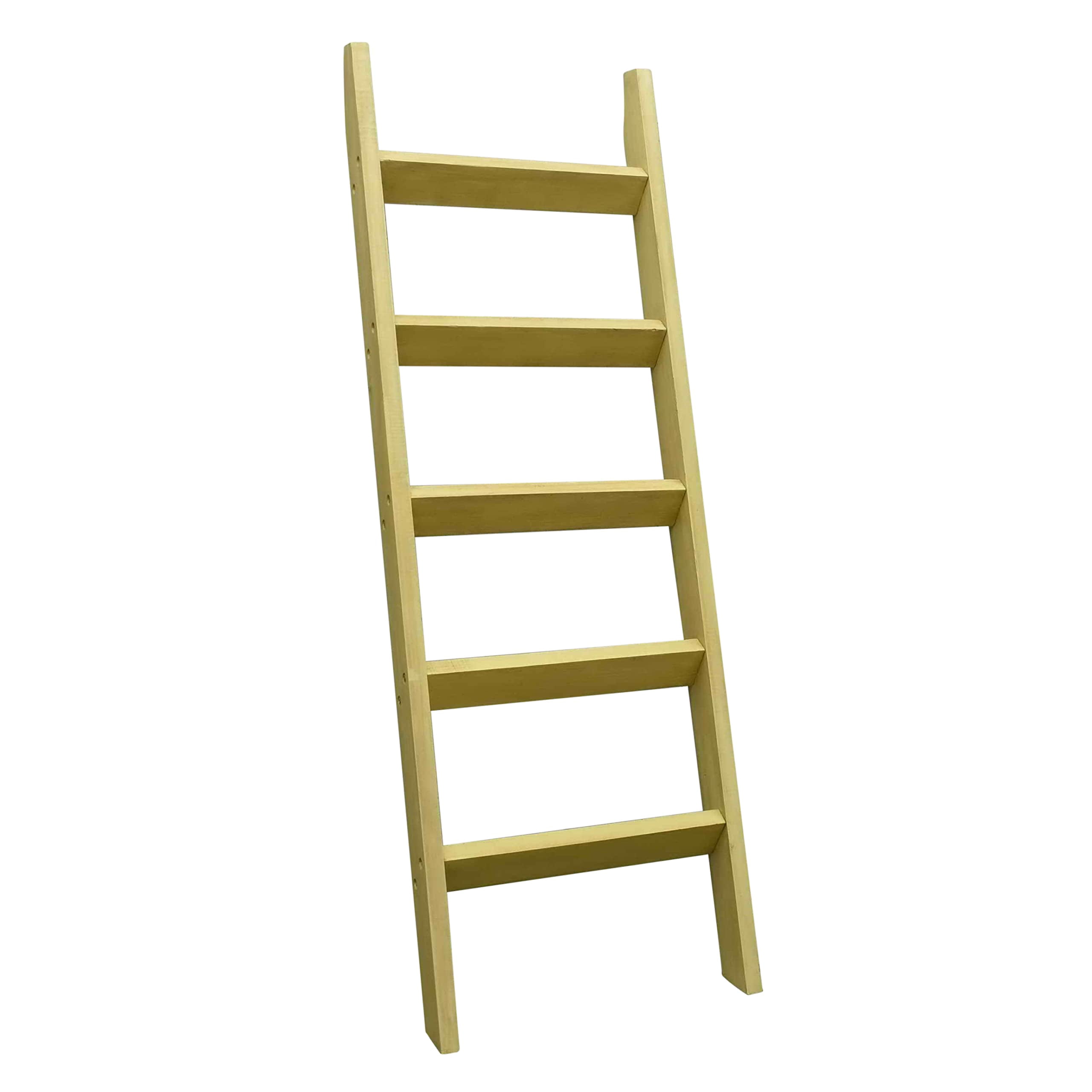 HallOps 5ft Tall Rustic Wooden Blanket Ladder, Vintage Brown Decorative ...