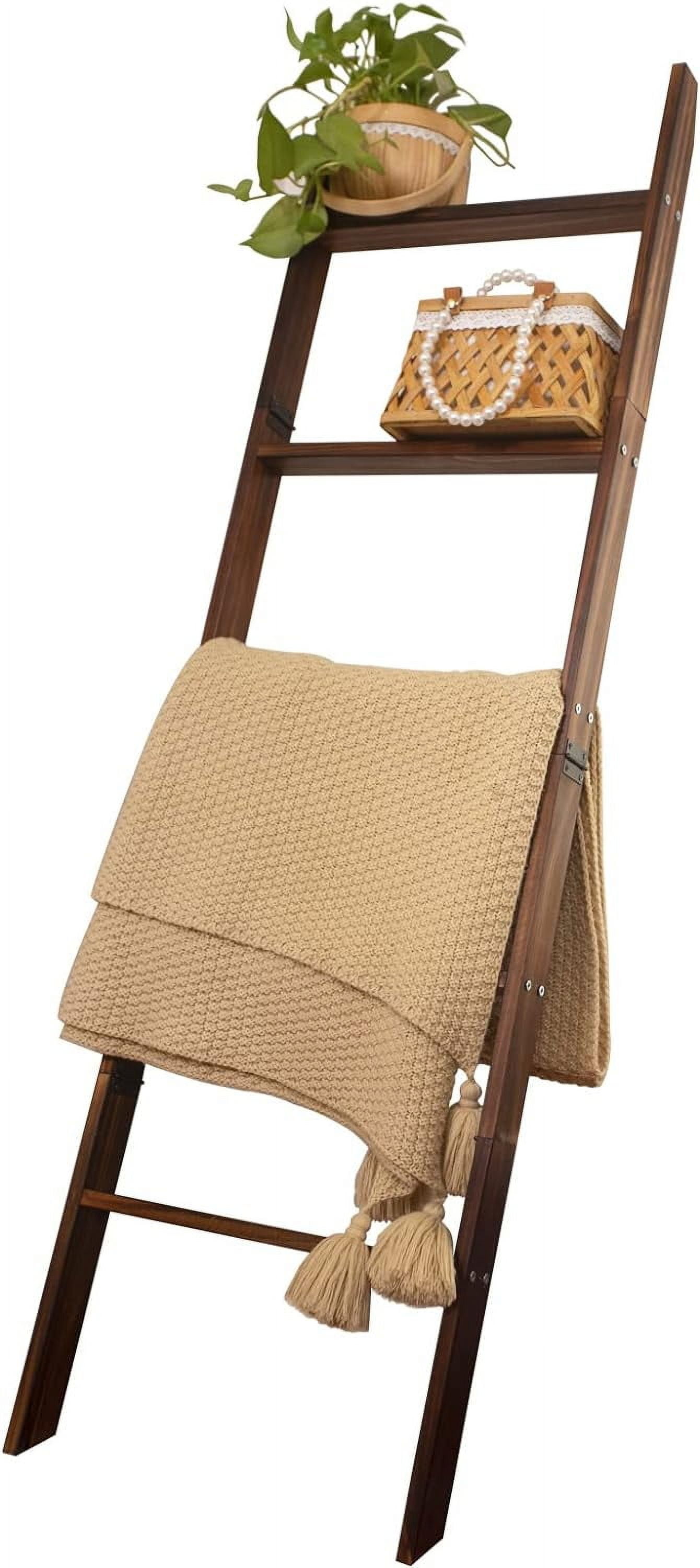 Blanket Ladder, 5-Tier Wooden Quilt Stand, Decorative Ladder Shelf ...