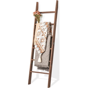Milltown Merchants Rustic Wooden Decorative Throw Blanket Ladder (Brown ...