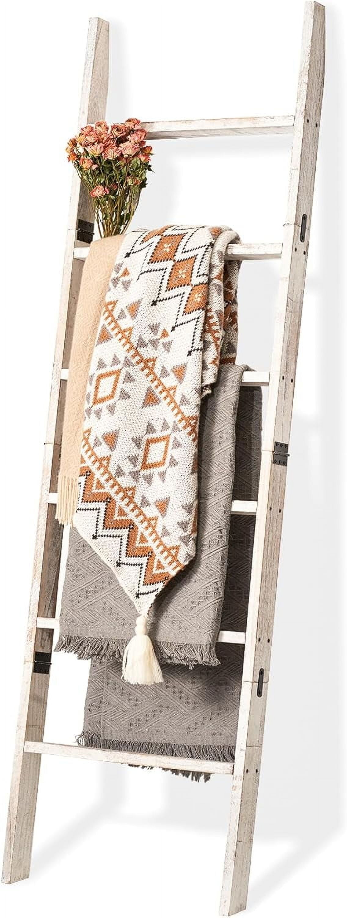 Blanket Ladder for The Living Room 6-Tier, Wooden Decorative Quilt ...
