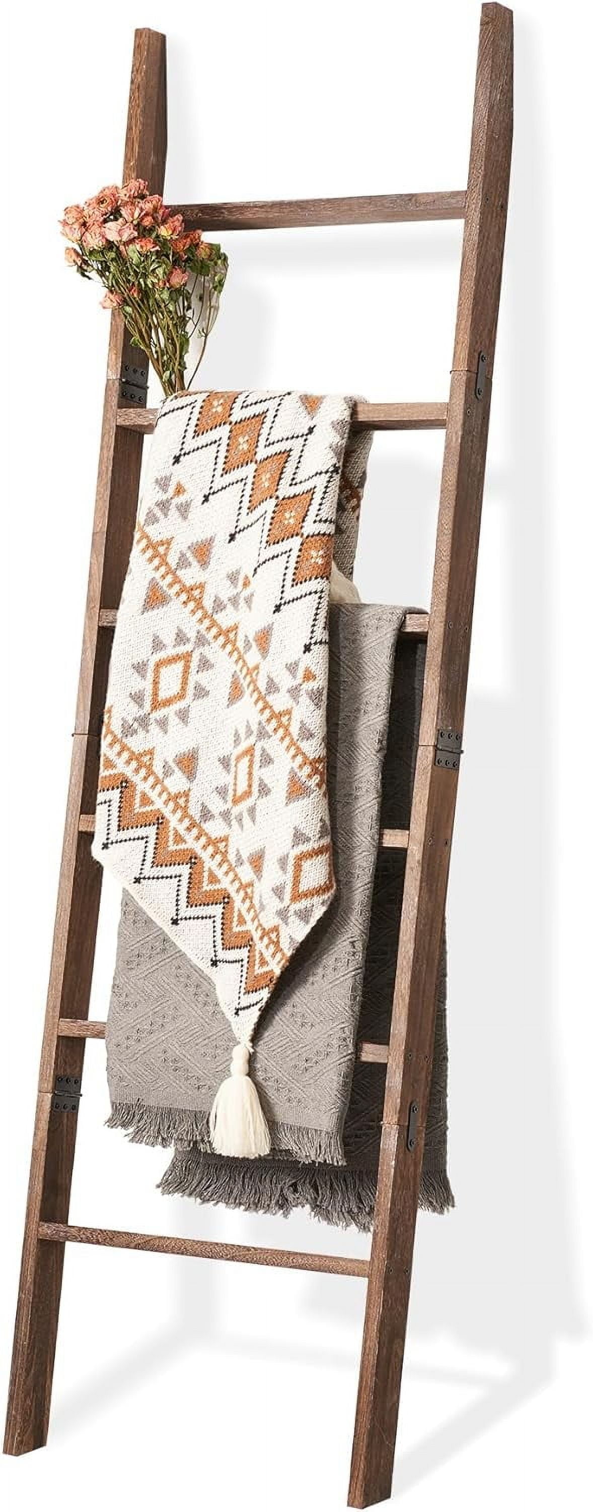Blanket Ladder for The Living Room 6-Tier, Wooden Decorative Quilt ...