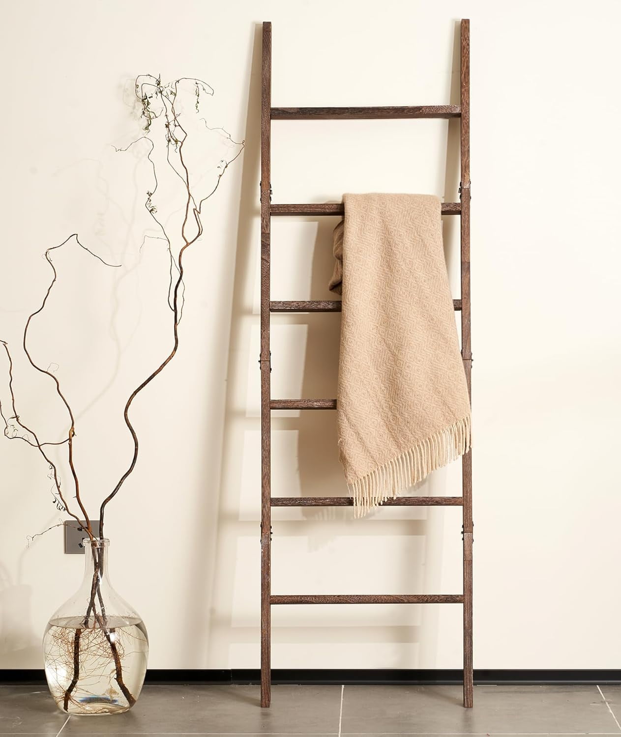 Blanket Ladder for The Living Room 6-Tier, Wooden Decorative Quilt ...
