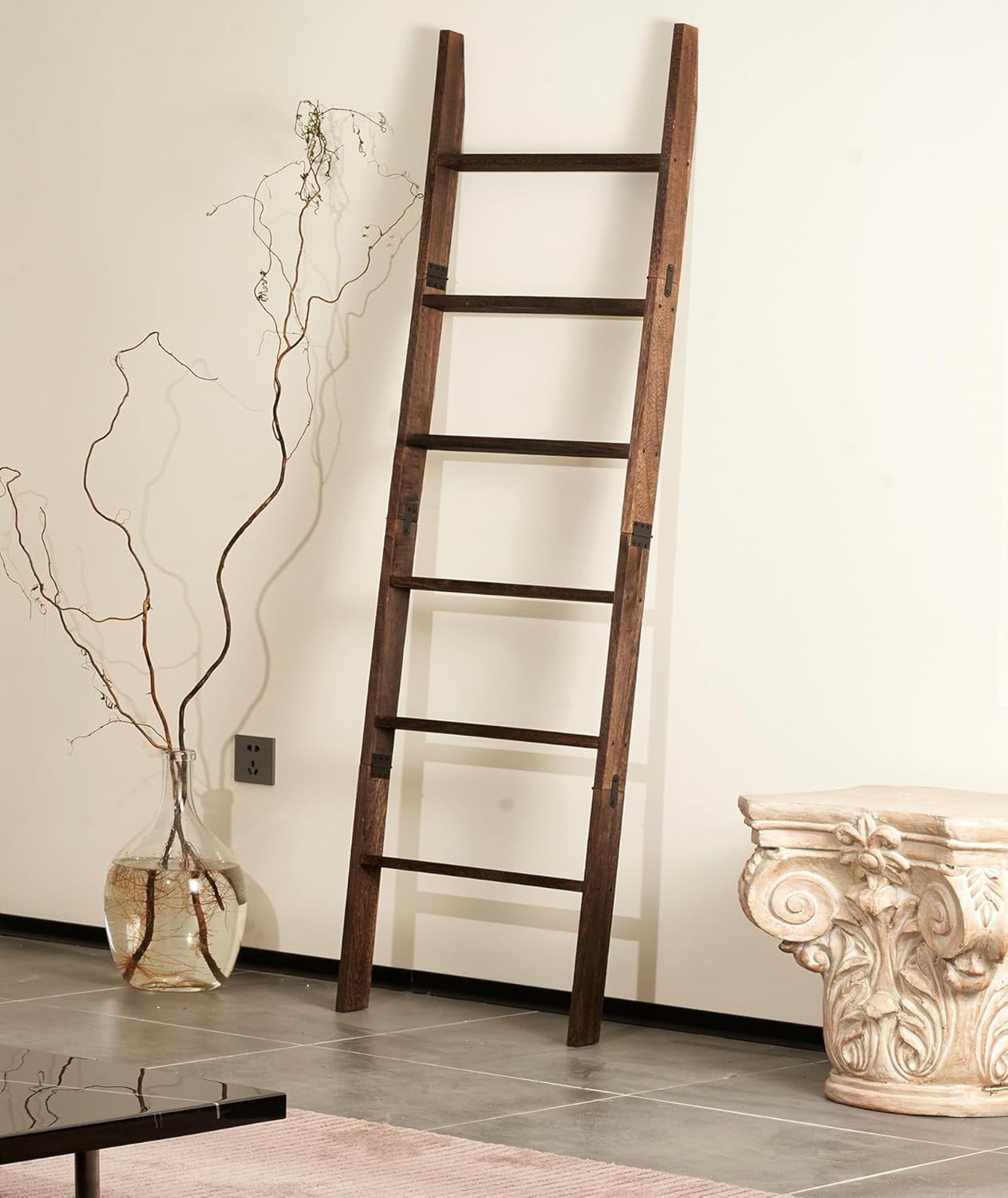 Blanket Ladder for the Living Room 6-Tier, Wooden Decorative Quilt ...