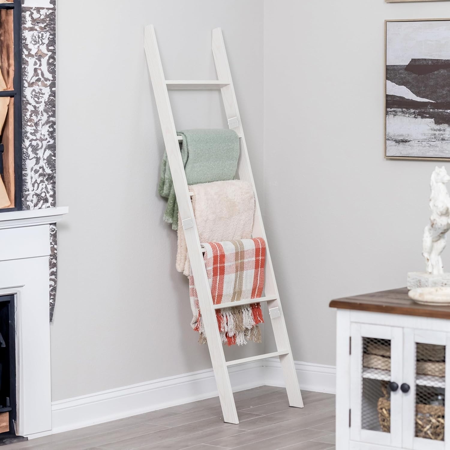Blanket Ladder for Living Room and Bedroom, 5ft 8 inch, 6-Tier Wall ...