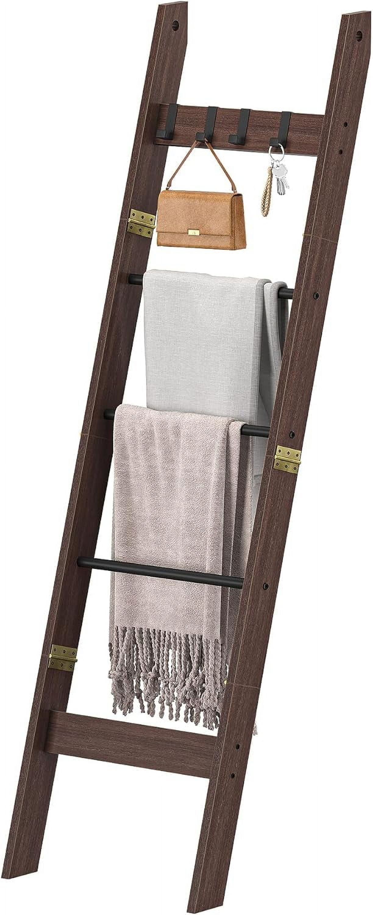 Blanket Ladder for Living Room, Decorative Quilt Rack with 4 Removable ...
