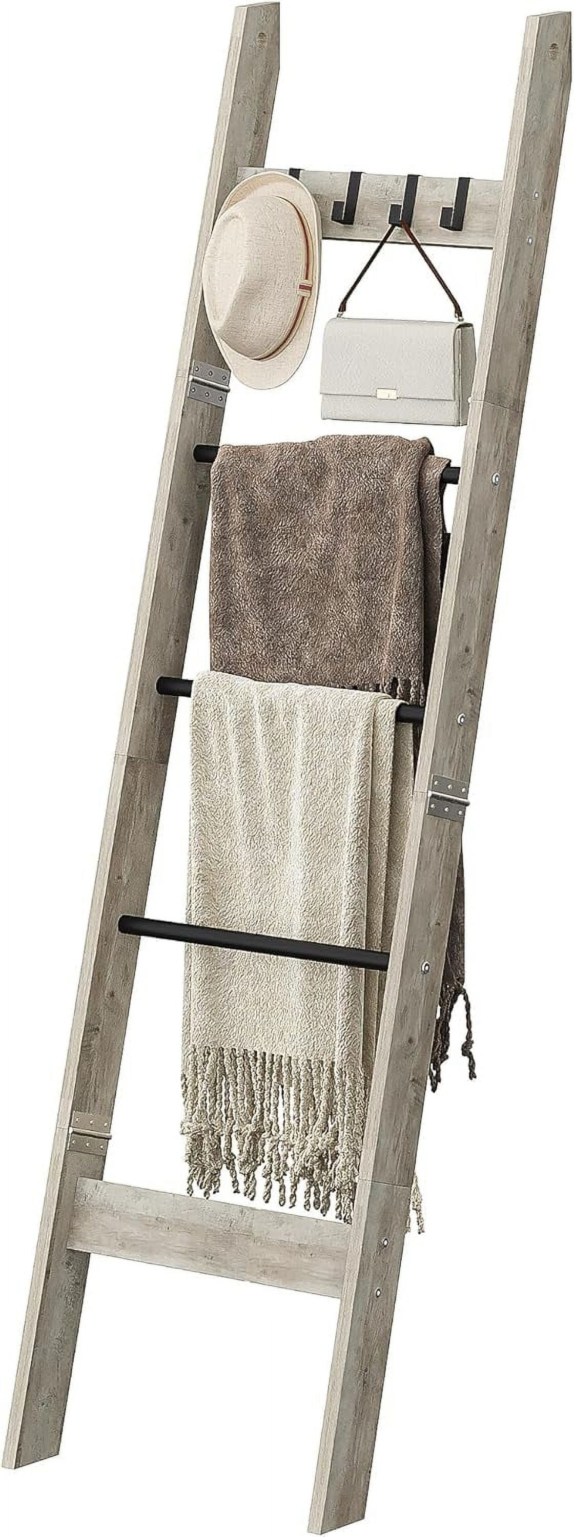 Blanket Ladder for Living Room, Decorative Quilt Rack with 4 Removable ...