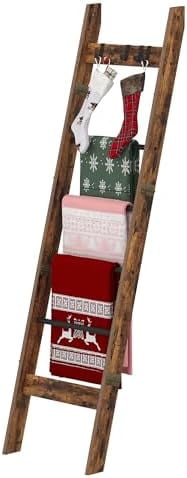 Blanket Ladder for Living Room, Decorative Quilt Rack with 4 Removable ...