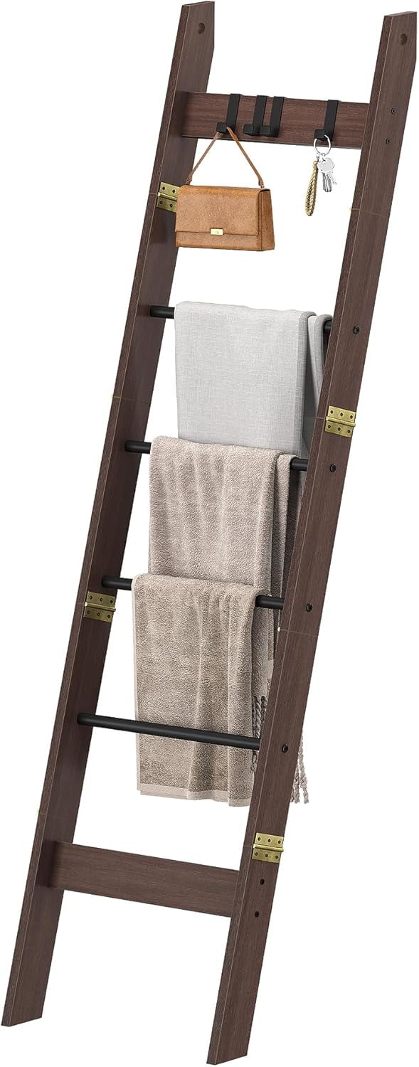 Blanket Ladder for Living Room, Decorative Quilt Rack with 4 Removable ...