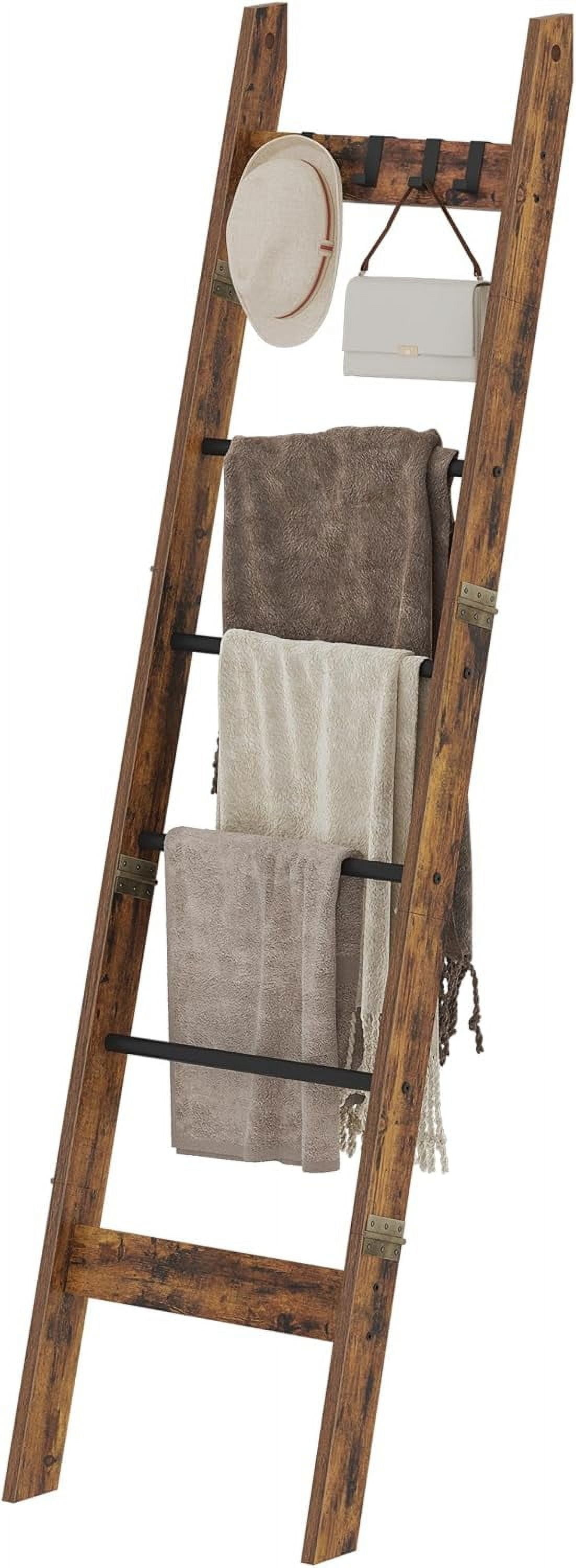 Blanket Ladder Shelf for Living Room, Decorative Quilt Rack with 4 ...
