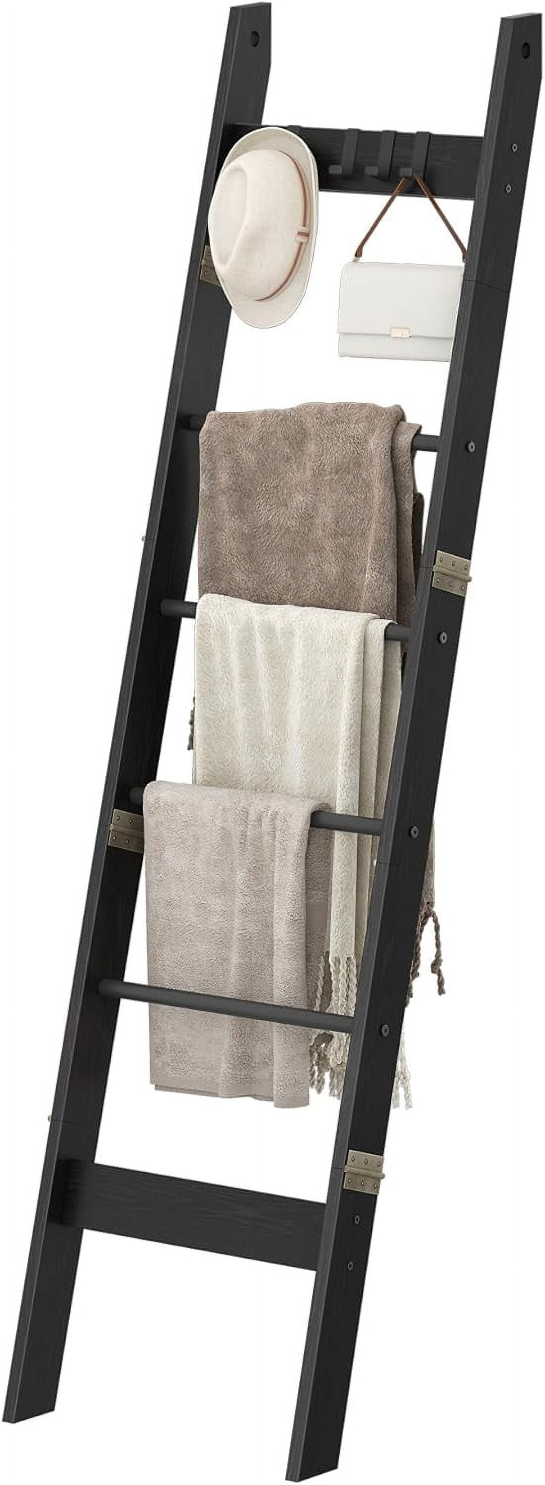 Blanket Ladder Shelf for Living Room, Decorative Quilt Rack with 4 ...